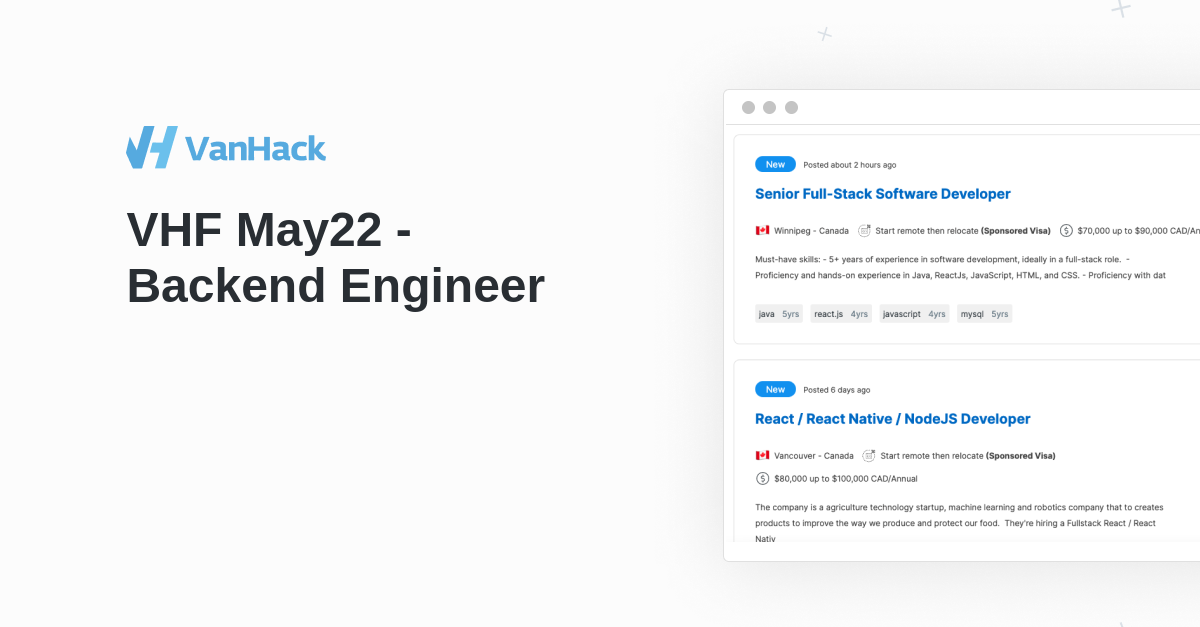 VHF May22 - Backend Engineer - VanHack